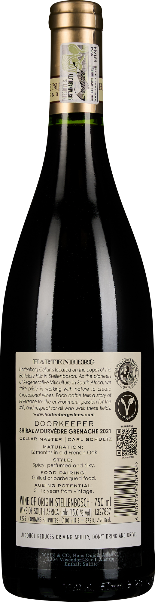 Hartenberg Estate Doorkeeper Stellenbosch 2021 - WEIN & CO